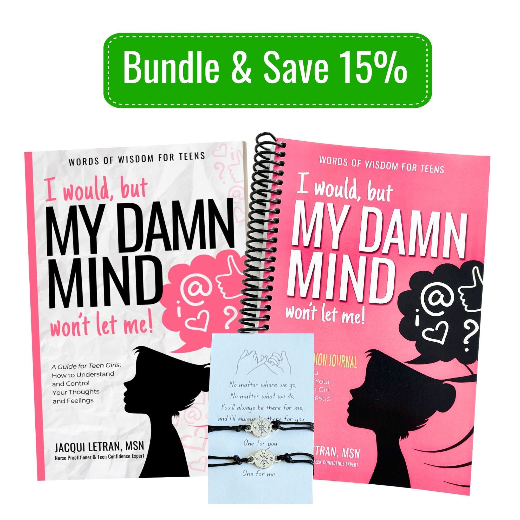 Teen Girls: Damn Mind Paperback Book, Spiral Journal, and Bracelet Bun ...